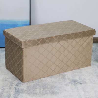 Foldable Velvet Lattice Trellis Storage Box Ottoman Cube 76cmX38cm for ...