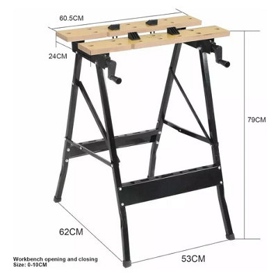 FOLDABLE WORKBENCH PORTABLE WOOD BENCH WORK CLAMPING FOLDING MDF ...