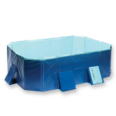 Foldaway Garden Swimming Pool 185x137x45cm Paddling Pool with Stable ...
