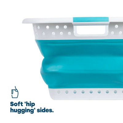 FOLDAWAY LAUNDRY BASKET - TURQUOISE