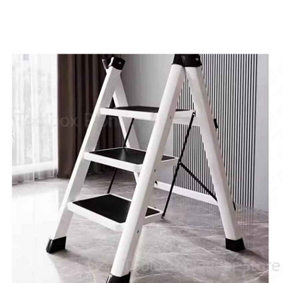 Folding 3-Step Ladder Chair for Home & Kitchen White