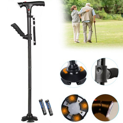 Folding Adjustable Walking Stick Cane with LED Light and Alarm
