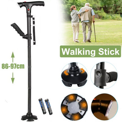 Folding Adjustable Walking Stick Cane with LED Light and Alarm