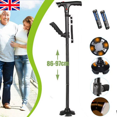 Folding Adjustable Walking Stick Cane with LED Light and Alarm