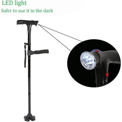 Folding Adjustable Walking Stick Cane with LED Light and Alarm