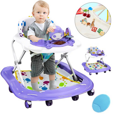 Folding Baby Walker for First Steps - Adjustable Height, Activity Tray ...