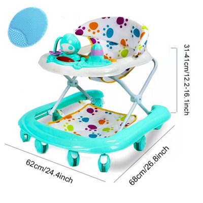 Folding Baby Walker for First Steps - Adjustable Height, Activity Tray ...
