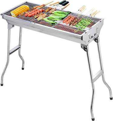 Folding BBQ Charcoal Barbecue Grill Steel Stainless Garden Picnic Camping Stove | DIY at B&Q