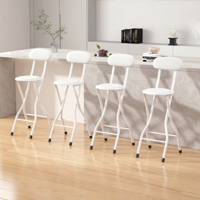 Folding Breakfast Bar Stool padded High Chair Set of 4 White