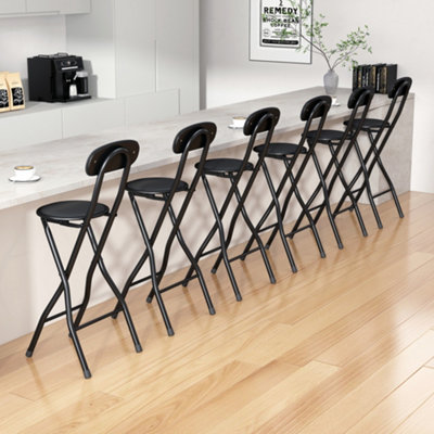 Folding Breakfast Bar Stool padded High Chair Set of 6 Black