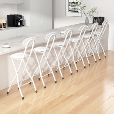 Folding Breakfast Bar Stool padded High Chair Set of 6 White