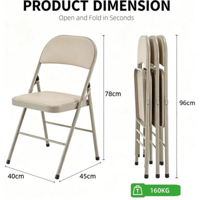 Folding Chairs Foldable Metal Space Saving Durable Padded Seats