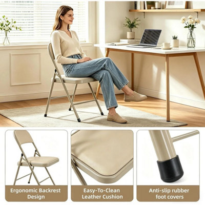 Folding Chairs Foldable Metal Space Saving Durable Padded Seats
