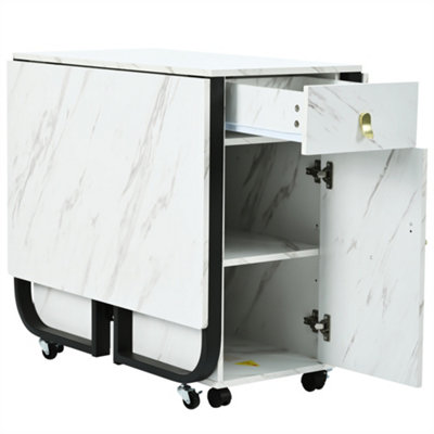 Folding Dining Table (1 Piece) with Cupboard and 2 Drawers, Space ...