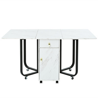 Folding Dining Table (1 Piece) with Cupboard and 2 Drawers, Space ...