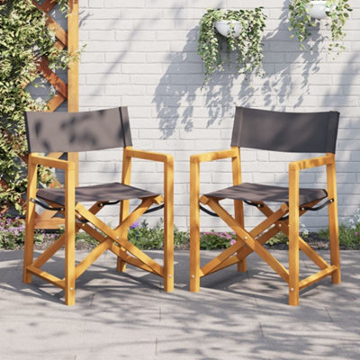 Folding Director Chairs 2 pcsÂ Dark Grey Fabric