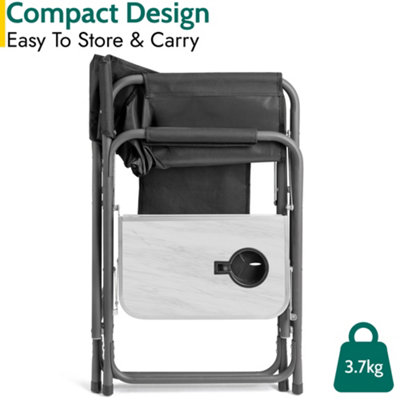 Folding Directors Chair With Side Table - Black