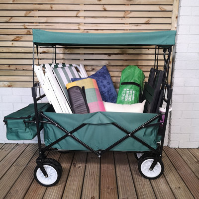 Folding Festival Camping Storage Trolley with Canopy & Waterproof Cover ...