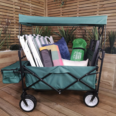 Folding Festival Camping Storage Trolley with Canopy & Waterproof Cover ...
