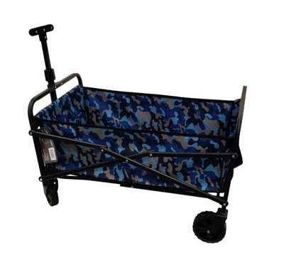 Folding Festival Trolley Cart 40KG Potable Picnic Wagon Blue Camo 74cm ...