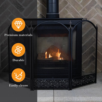 Folding Fire Guard Screen Free Standing Ashford Spark Coal Fireplace ...
