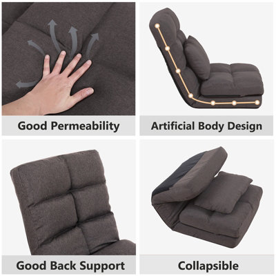 Folding Floor Sofa Chair 14 Angles Adjustable Chair Bed Lazy Floor ...