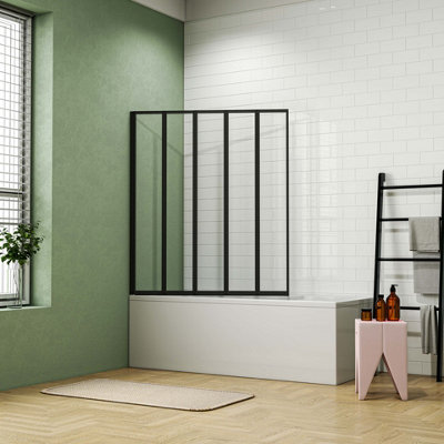 Folding Frameless Shower Screen, 1200x1400mm, 5-Panel, For Over Bathtub ...