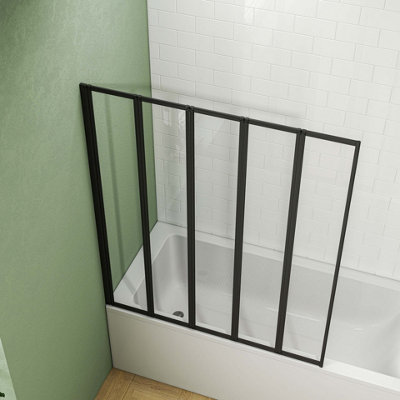 Folding Frameless Shower Screen, 1200x1400mm, 5-Panel, For Over Bathtub ...