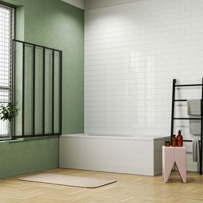 Folding Frameless Shower Screen, 1200x1400mm, 5-Panel, For Over Bathtub ...
