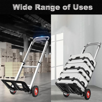 Folding Hand Truck Aluminium Heavy Duty Foldable Trolley Wheels Sack ...