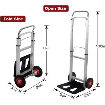 Folding Hand Truck Aluminium Heavy Duty Foldable Trolley Wheels Sack ...
