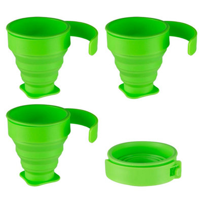 Folding Mugs 4 X Silicone Drinking Cups 8cm x 8. 5cm Green X 1 Pack of 4