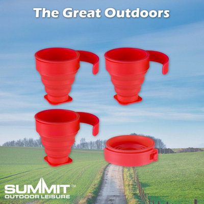 Folding Mugs 4 X Silicone Drinking Cups 8cm x 8. 5cm Red X 1 Pack of 4