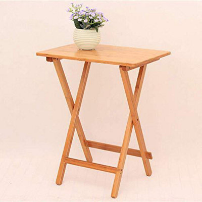 Folding Natural Wood Wooden Side Table - 65cm - Set of 2 | DIY at B&Q