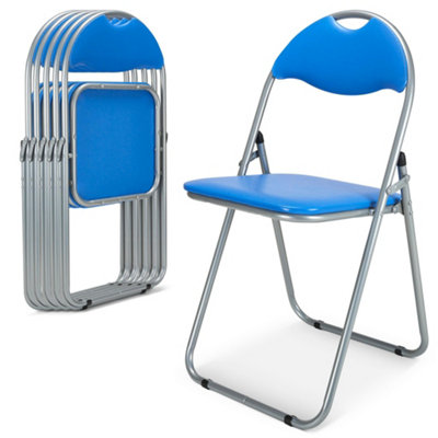 Folding Padded Office Chair - Blue - Set of 6