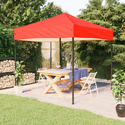 FOLDING PARTY TENT GARDEN GAZEBO CANOPY RED 3X3 M