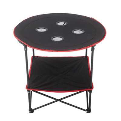 Folding Round Camping Table Outdoor Dining Table with 4 Cup Holders
