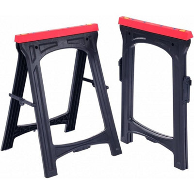 Folding Sawhorse Trestles / Red & Black DIY Work Station