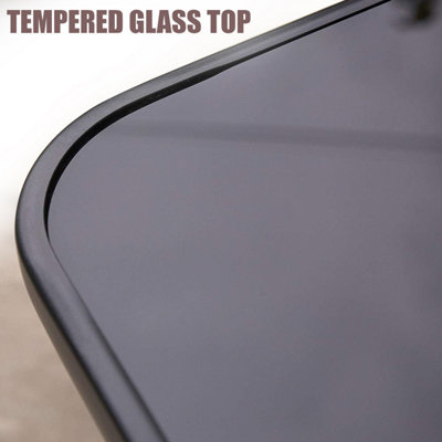 Folding Side Table Glass Top Small Side Stool Drink Coffee Garden Home ...