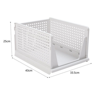Folding Stackable Wardrobe Storage Basket Cupboard Tabletop Organiser 36 L