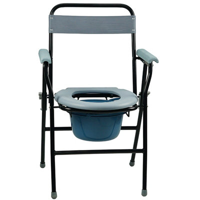 Folding Steel Commode Toilet Chair Foldable Seat And Pan Portable ...