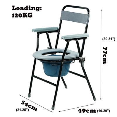 Folding Steel Commode Toilet Chair Foldable Seat And Pan Portable ...