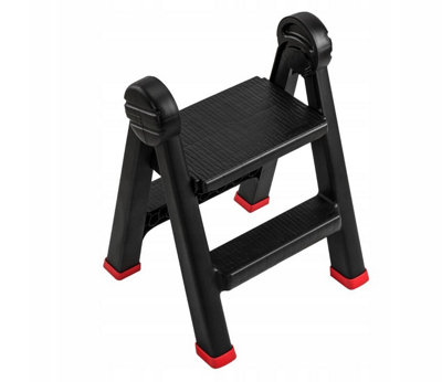FOLDING STEP LADDER 2 PLASTIC NON SLIP TREAD SAFETY STOOL HEAVY DUTY ...
