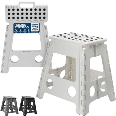 Folding Step Stool 17 Inch Lightweight Heavy Duty Strong Plastic Stool ...
