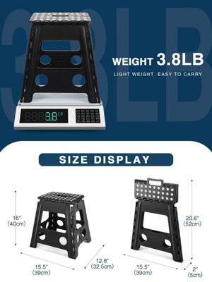 Folding Step Stool Plastic Heavy Duty Multi Purpose Easy Foldable Home ...