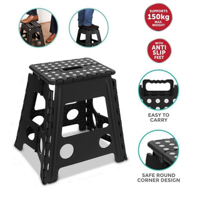 Folding Step Stool Plastic Heavy Duty Multi Purpose Easy Foldable Home ...