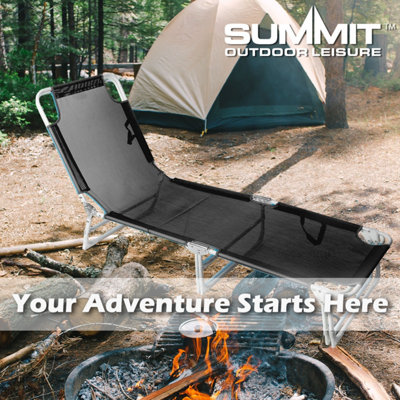 Folding Sun Bed Steel framed Multiple Reclining Positions, carry ...