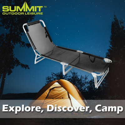 Folding Sun Bed Steel framed Multiple Reclining Positions, carry ...