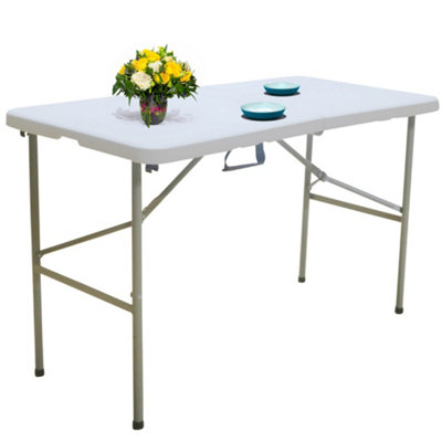 Folding Table 4ft Heavy Duty Indoor Outdoor Foldable Table White ...