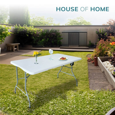 Folding Table 4ft Heavy Duty Indoor Outdoor Foldable Table White ...